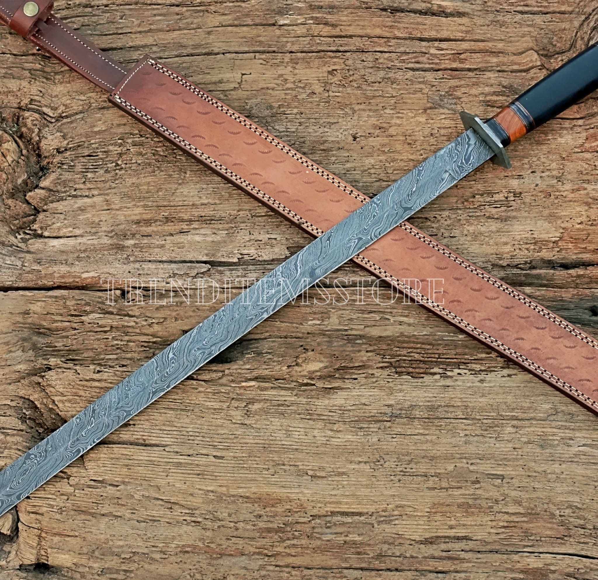 Forged Damascus Steel Sword, Katana Sword, Ninja Sword, Hand Made ...