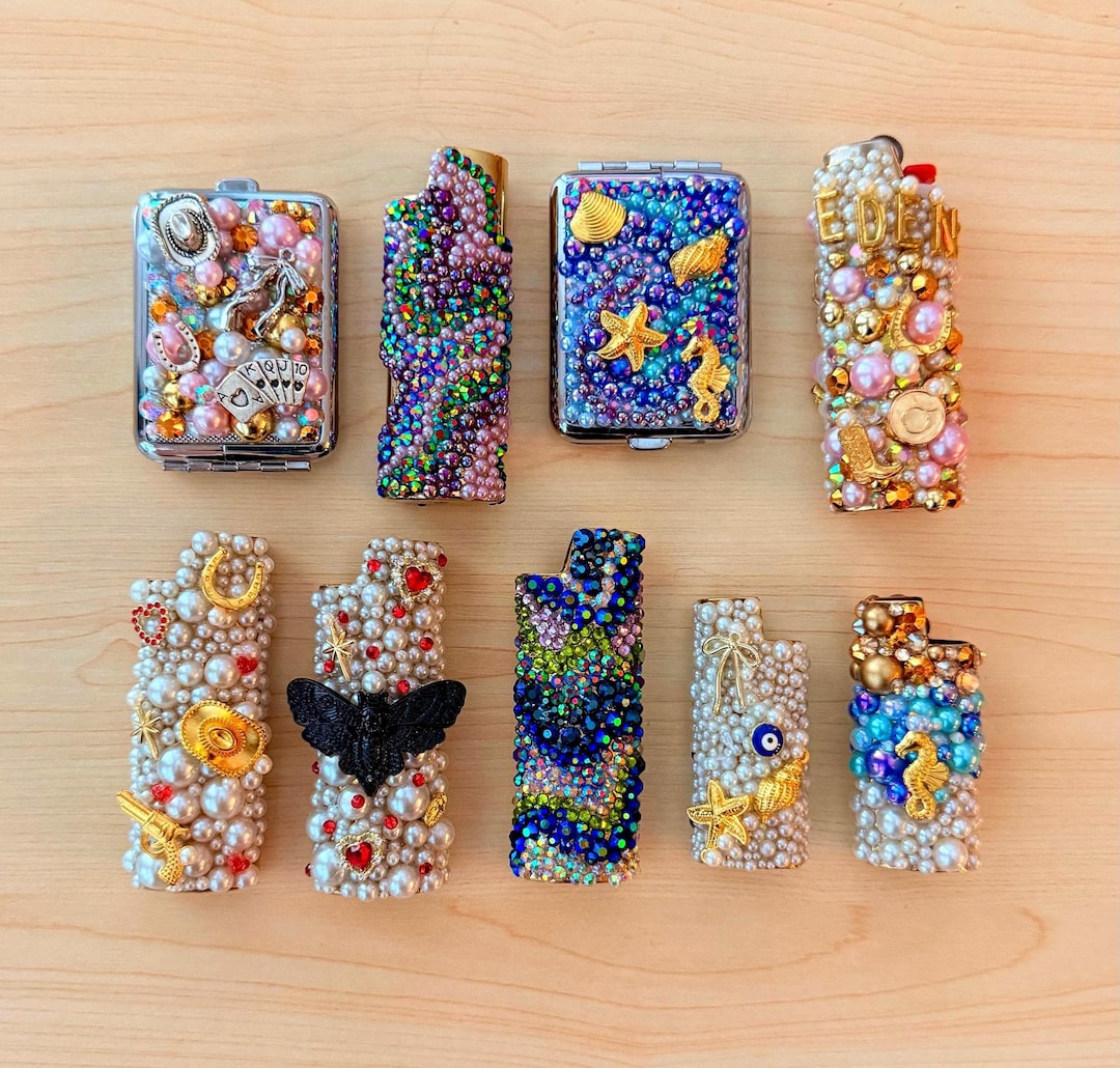 Custom Bedazzled Lighter Case, Handmade Rhinestone Beaded Cover - Etsy