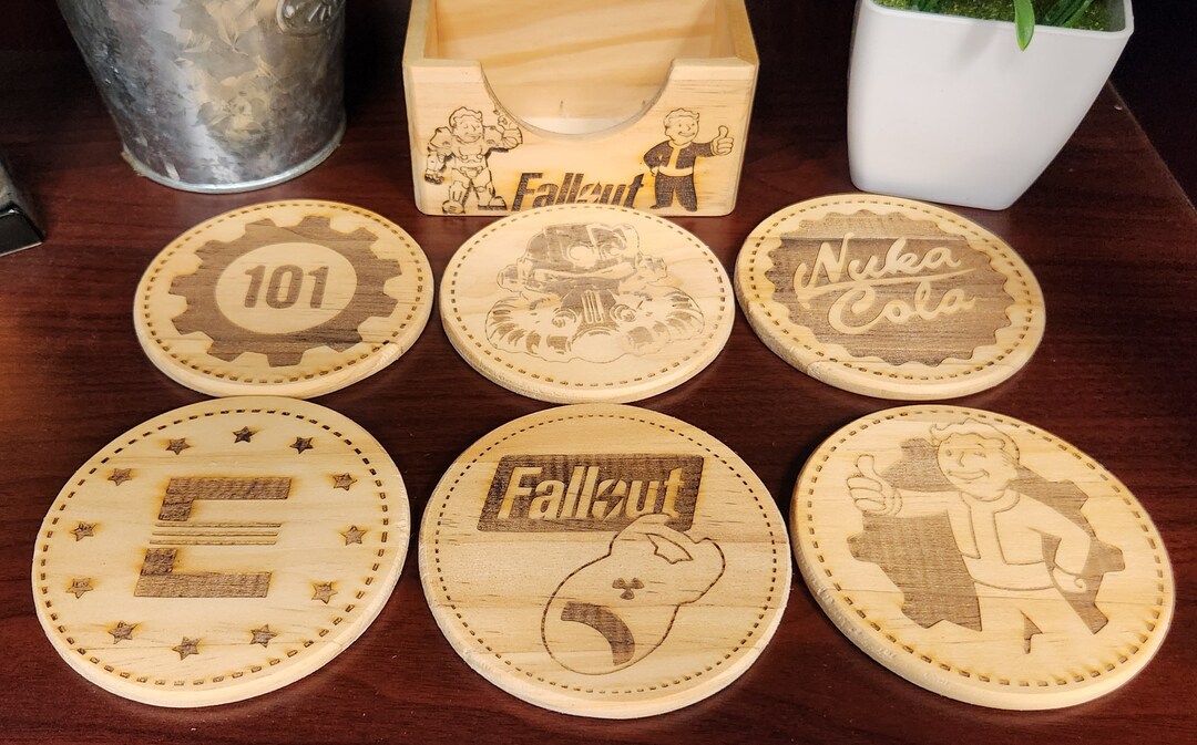 Fallout Wood Coasters Set: Laser Engraved Nuka Cola, Vault Boy - Etsy