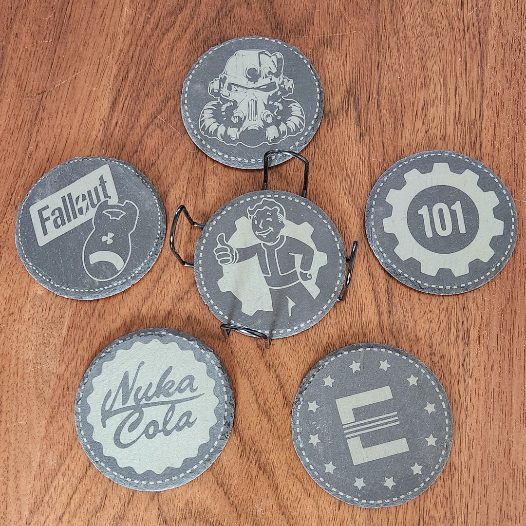 Fallout Coasters With Coaster Tray, Nuka Cola, Brotherhood of Steel ...