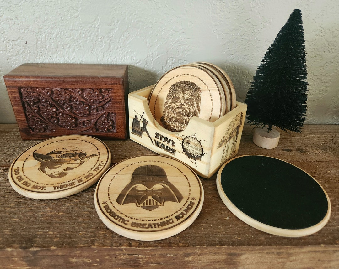 Star Wars Coasters With Display Storage Case Box, Star Wars Gift, Yoda ...