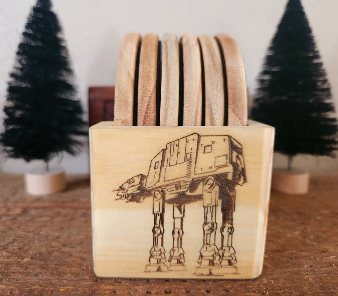 Star Wars Coasters With Display Storage Case Box Yoda Darth - Etsy