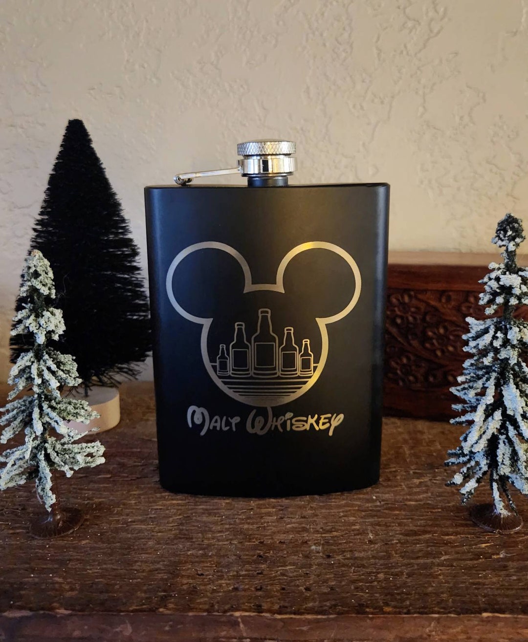 Mickey Mouse Flask: Engraved Malt Whiskey 8oz Gift - Etsy