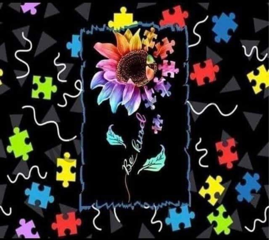 Autism Flower Puzzle Pieces Tumbler Wrap Png - Etsy