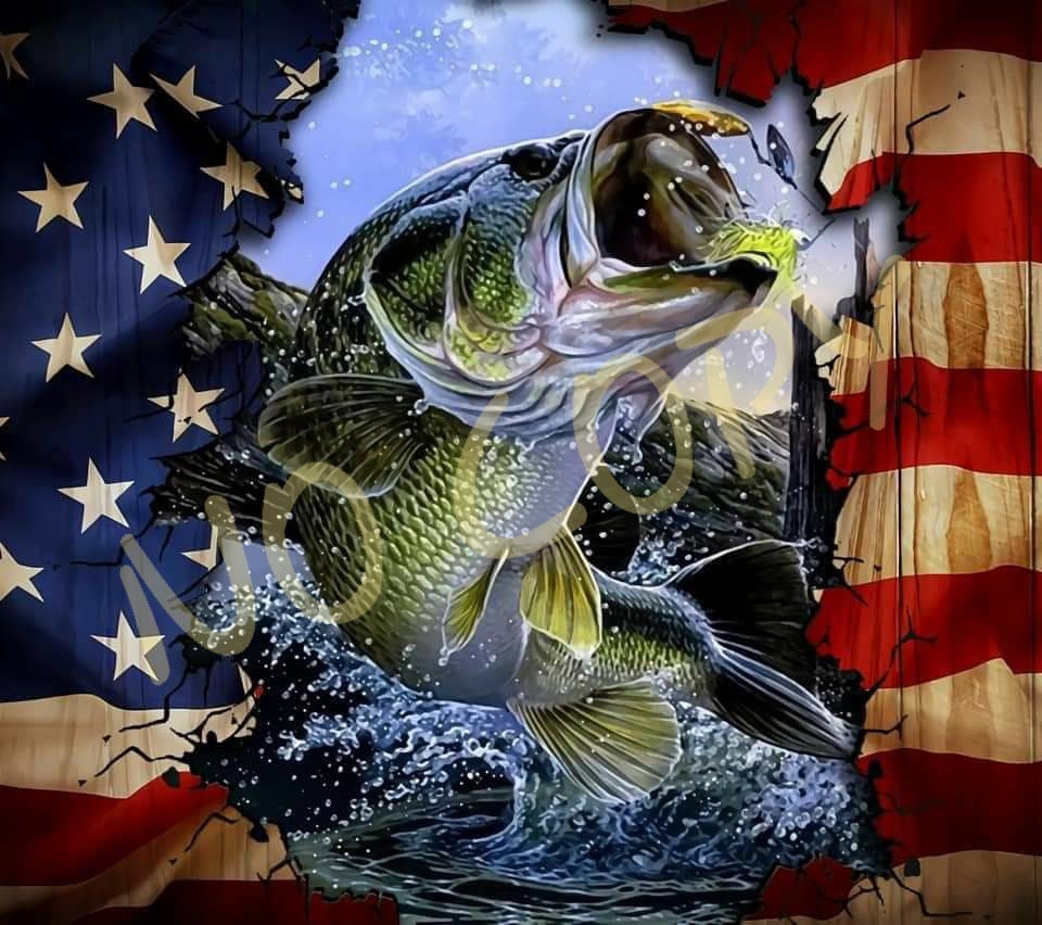 American Flag Bass Fish Tumbler Wrap PNG - Etsy