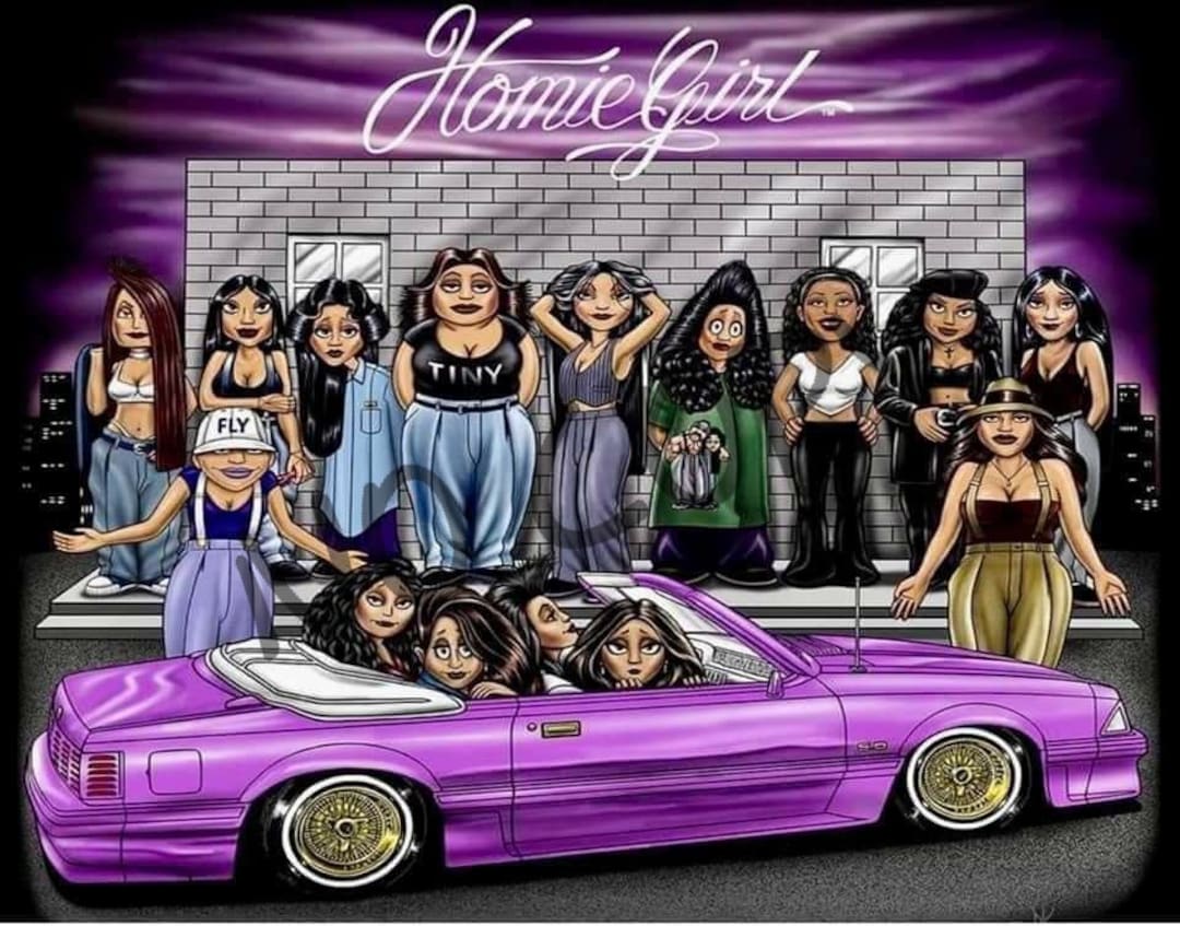 Homie Girls Purple Car Chicas Beautiful Cartoons Convertible Hispanic ...