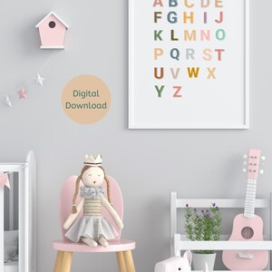 Set of 3 Educational Wall Art Printable, Alphabet Wall Art, Learning ...