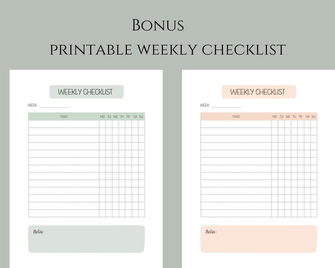 Printable Weekly Study Planner, Weekly Study Schedule, Weekly Checklist ...