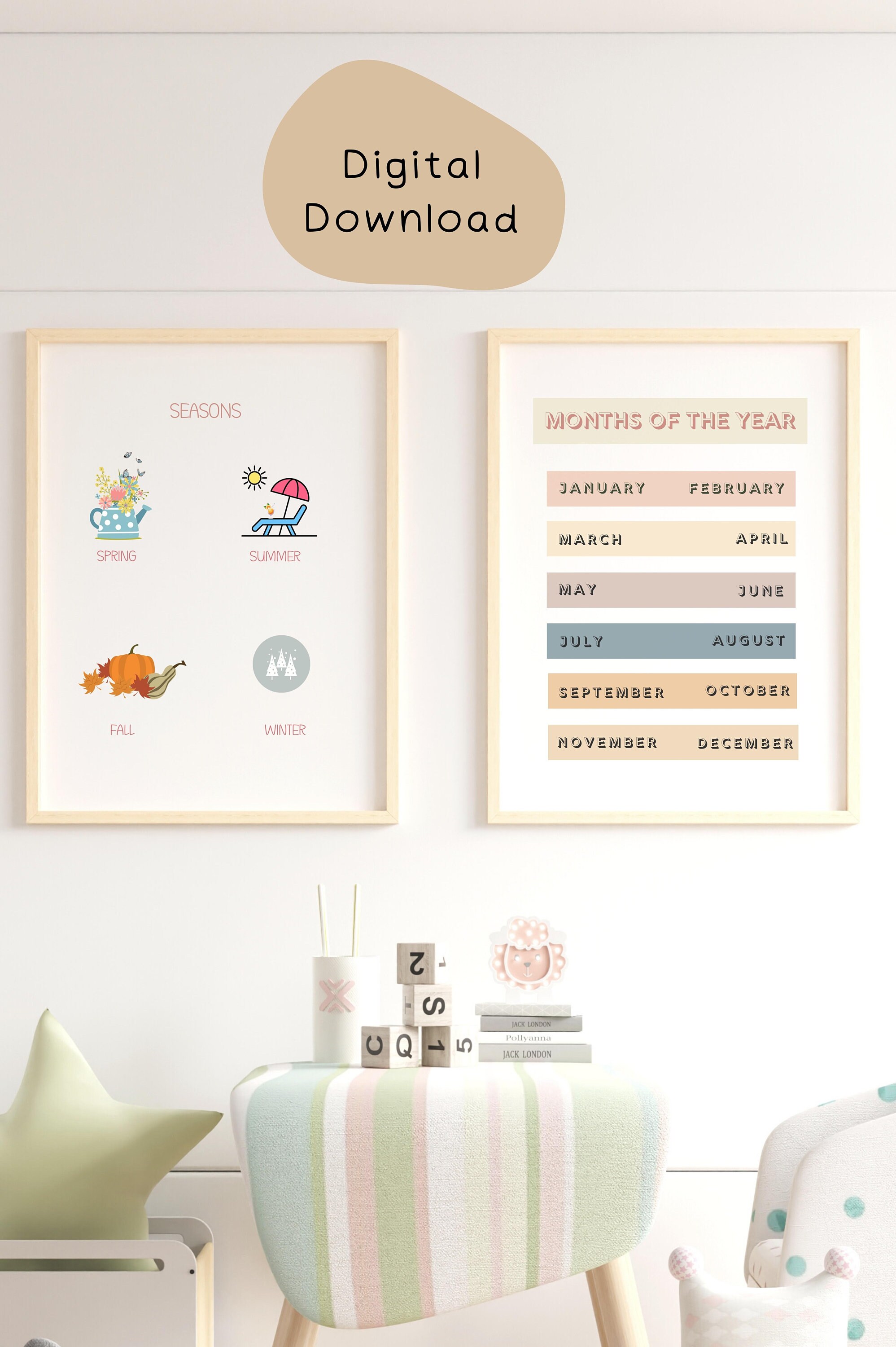 Set of 4 Educational Printable Wall Art, Printable Weather Chart ...