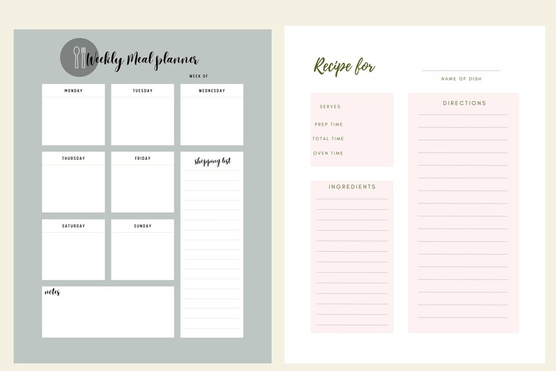Printable Weekly Meal Planner, Fillable Pdf, Simple Meal Planner ...