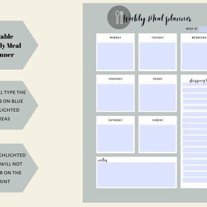 Printable Weekly Meal Planner, Fillable Pdf, Simple Meal Planner ...