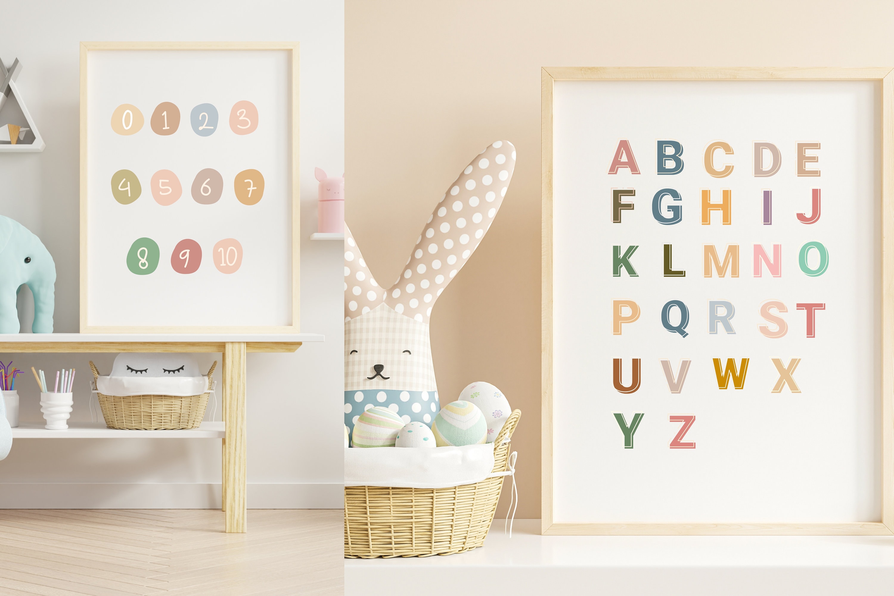 Set of 3 Educational Wall Art Printable, Alphabet Wall Art, Learning ...