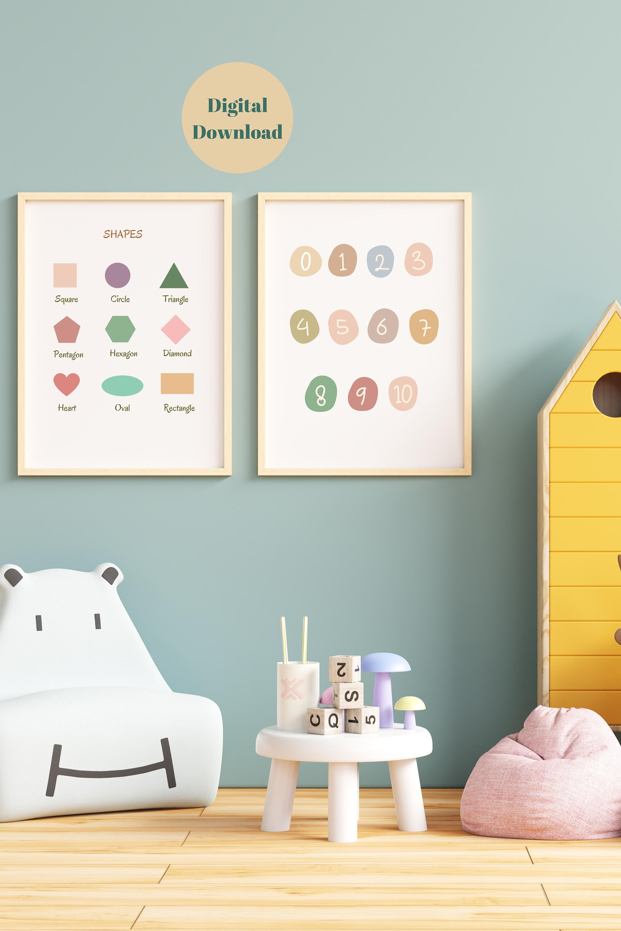 Set of 3 Educational Wall Art Printable, Alphabet Wall Art, Learning ...