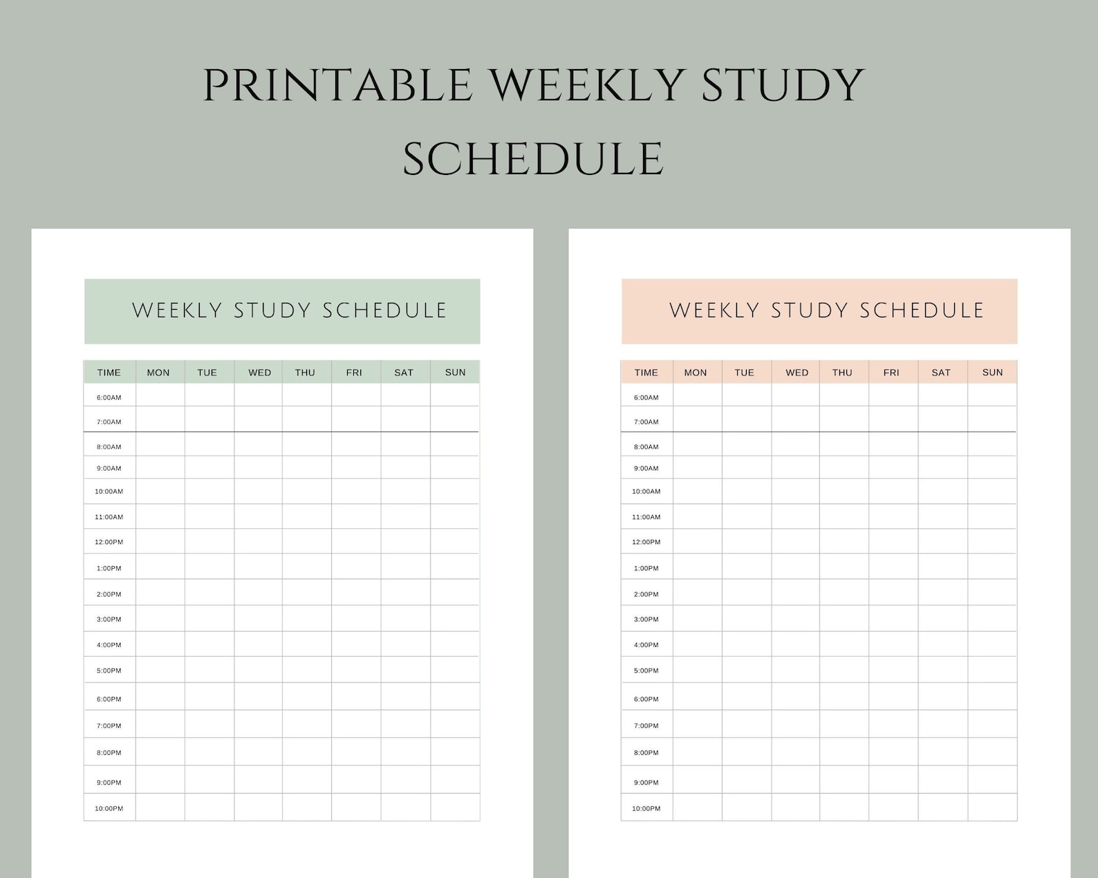 Printable Weekly Study Planner, Weekly Study Schedule, Weekly Checklist ...