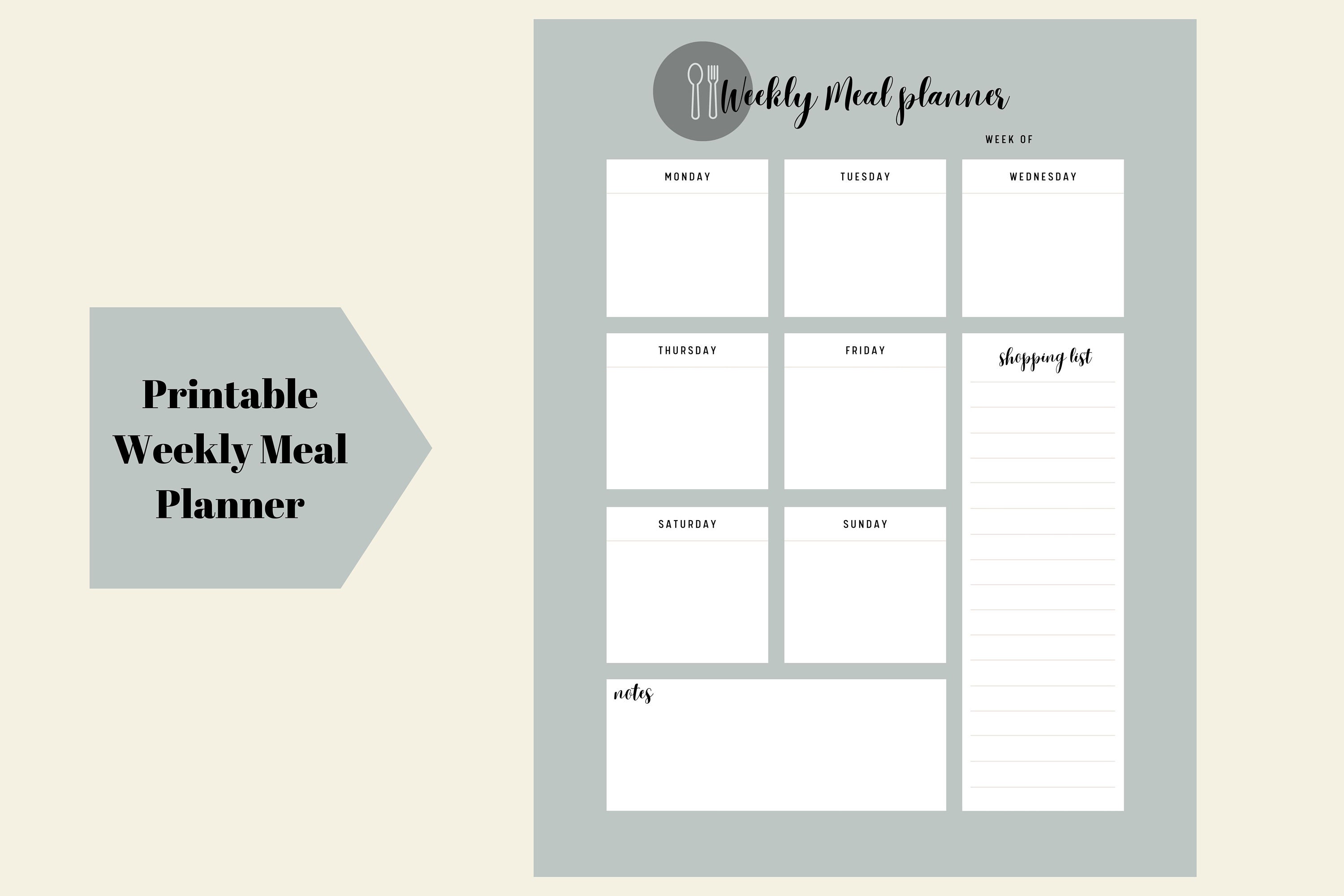 Printable Weekly Meal Planner, Fillable Pdf, Simple Meal Planner ...