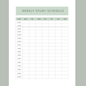 Printable Weekly Study Planner, Weekly Study Schedule, Weekly Checklist ...