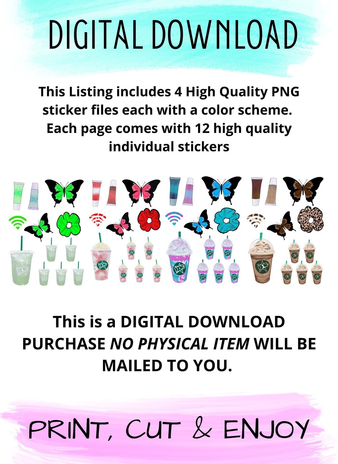 Printable Colorful Girly It Girl Stickers - Etsy