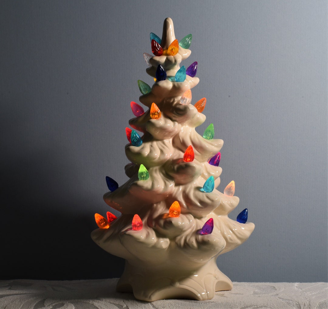 White Tabletop Tree With Colored Lights - Etsy