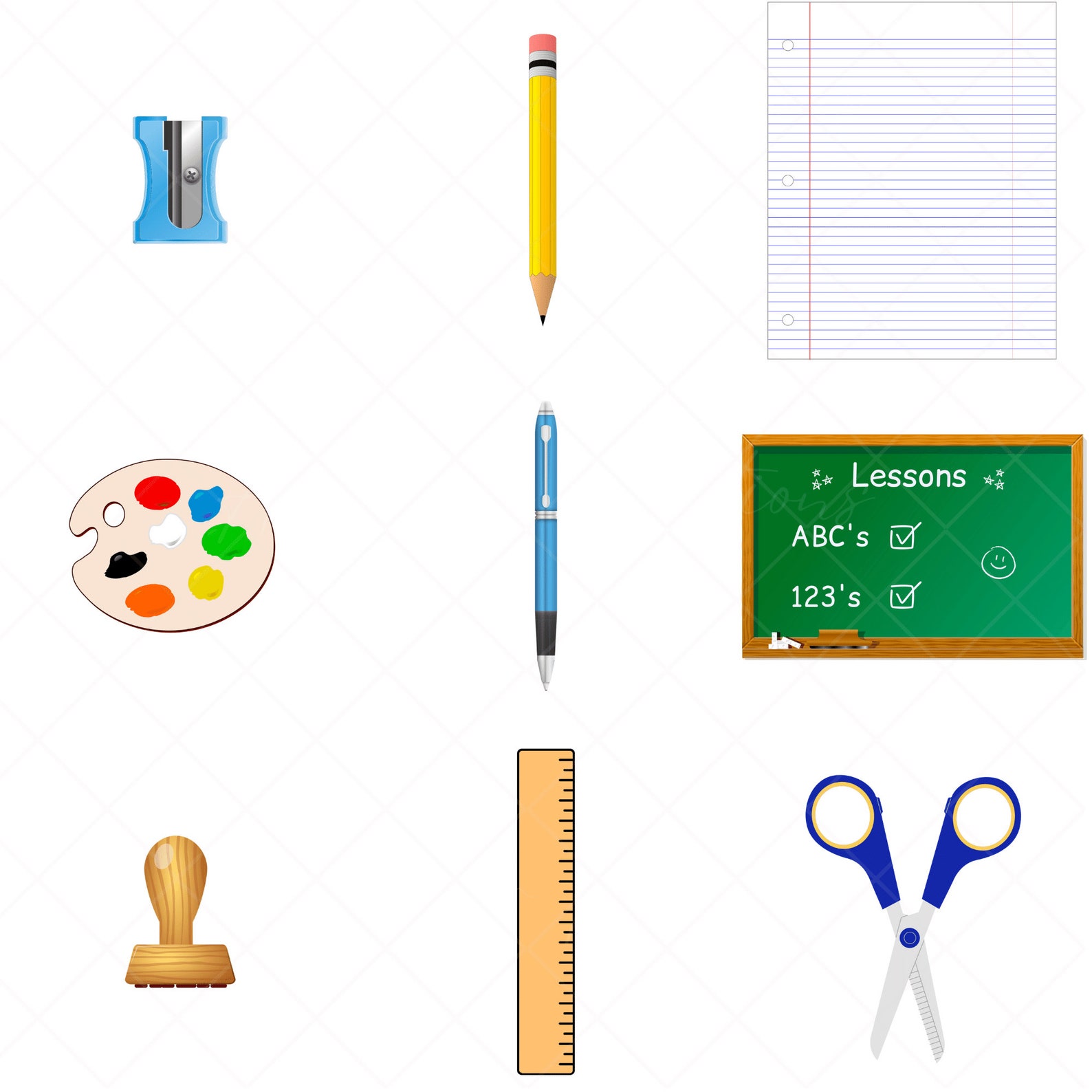 25 School Clipart Set | Downloadable Clipart Bundle | School Supply PNG ...