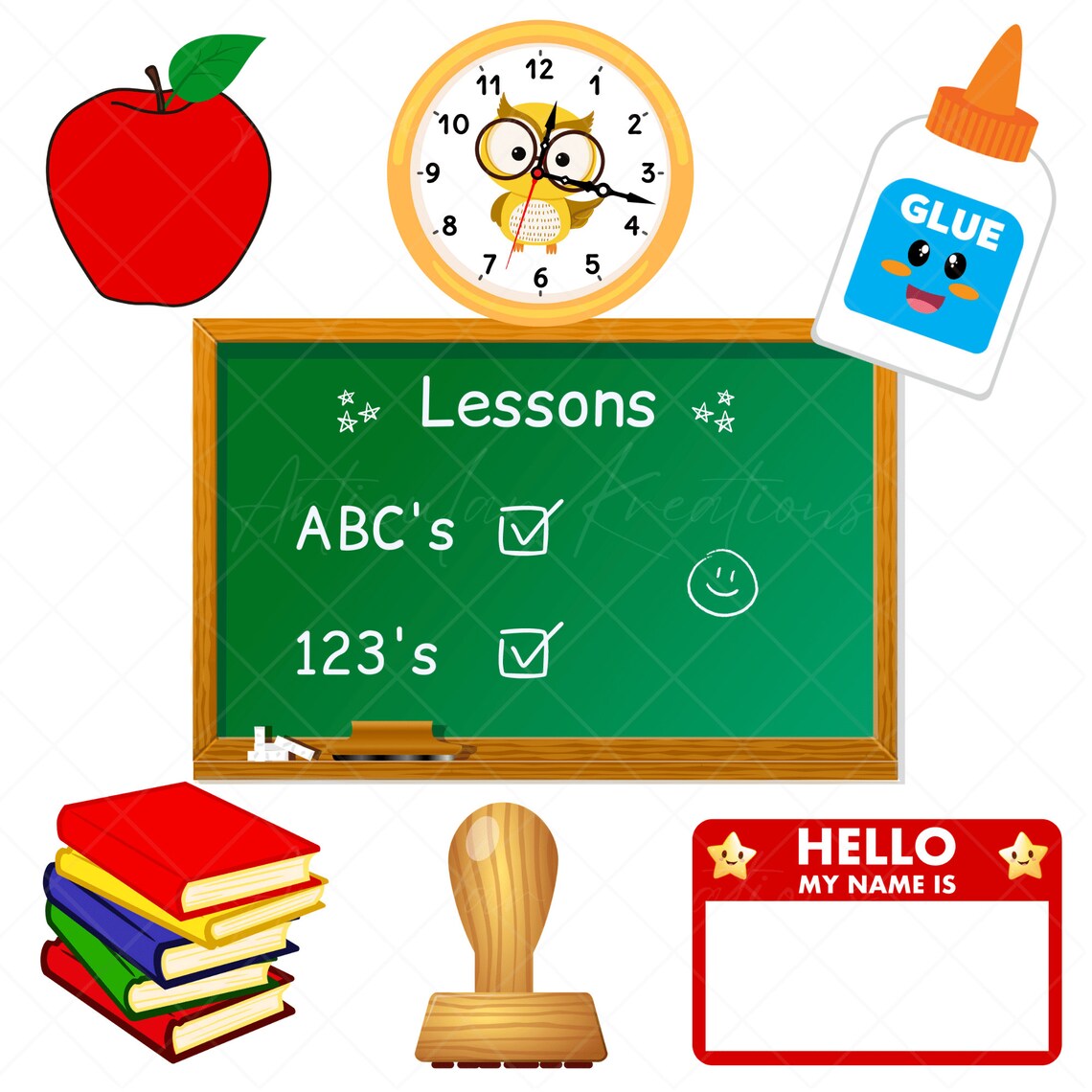 25 School Clipart Set | Downloadable Clipart Bundle | School Supply PNG ...