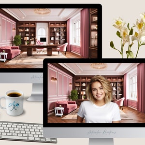 Pink Home Office Backdrop | Zoom Background | Microsoft Teams ...