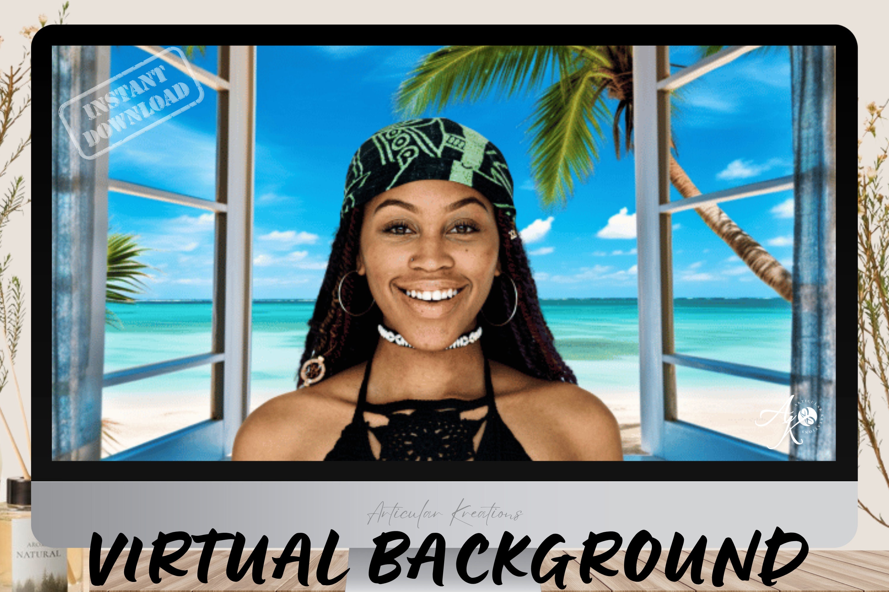 Beach Backdrop Zoom Background Virtual Background - Etsy