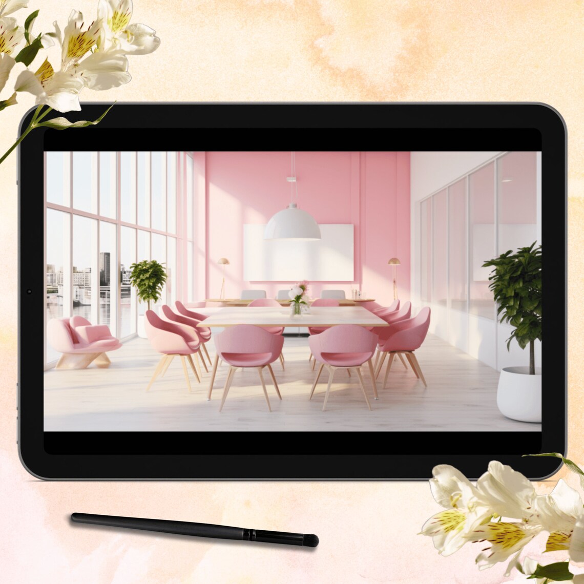 Pink Office Background Zoom Background Microsoft Teams - Etsy