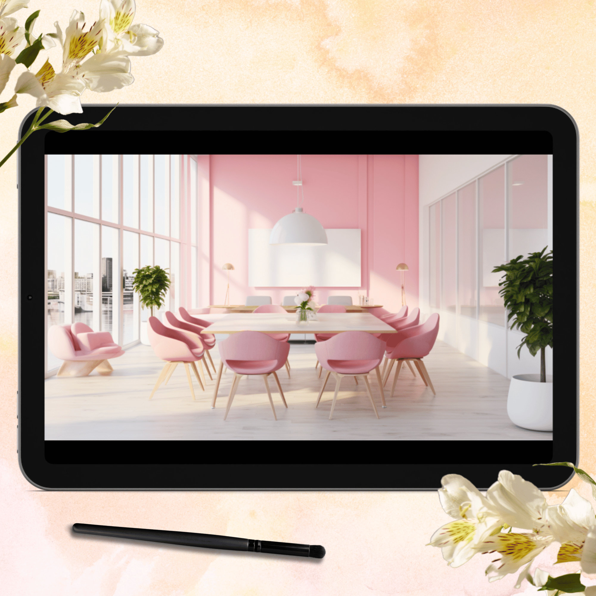 Pink Office Background | Zoom Background | Microsoft Teams Background ...