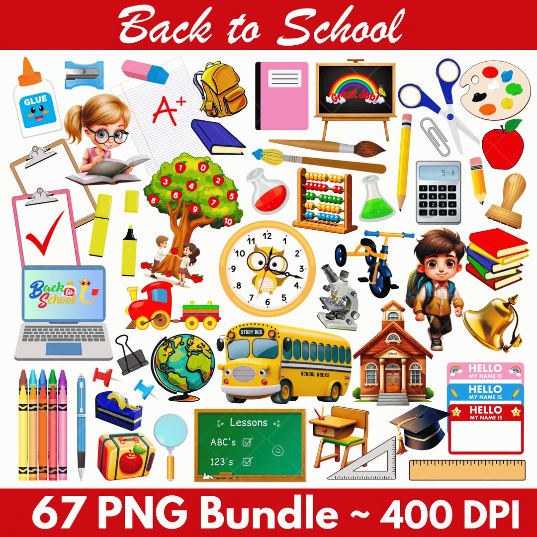 67 School Clipart Set Downloadable Clipart Bundle School - Etsy