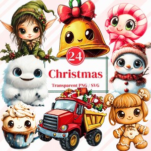 24 PNG / SVG Downloadable Clipart Set Merry Christmas PNG Downloadable ...
