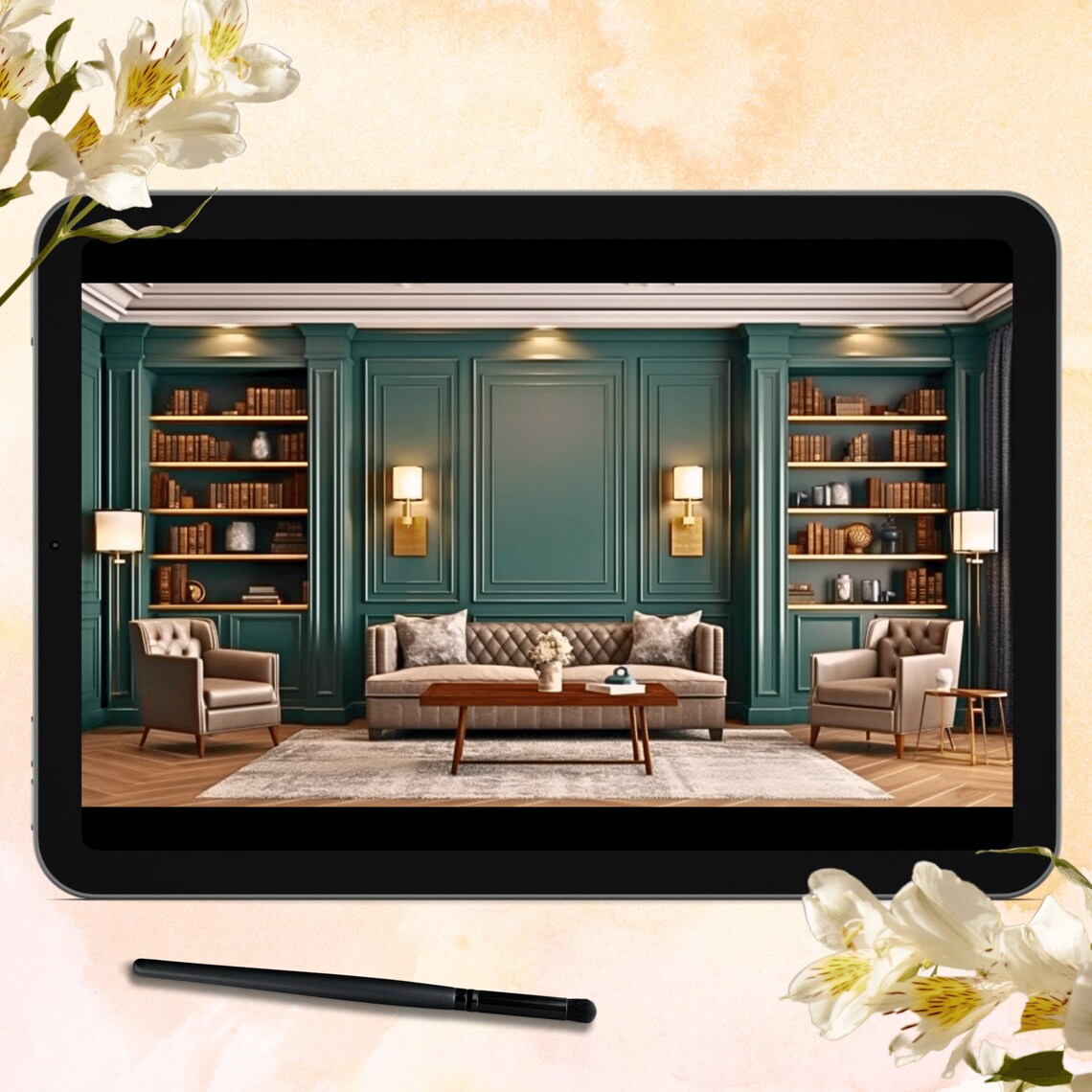 Bookcase Backdrop Zoom Background Microsoft Team Background Virtual ...