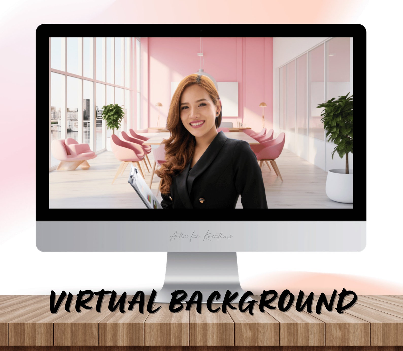 Pink Office Background Zoom Background Microsoft Teams - Etsy