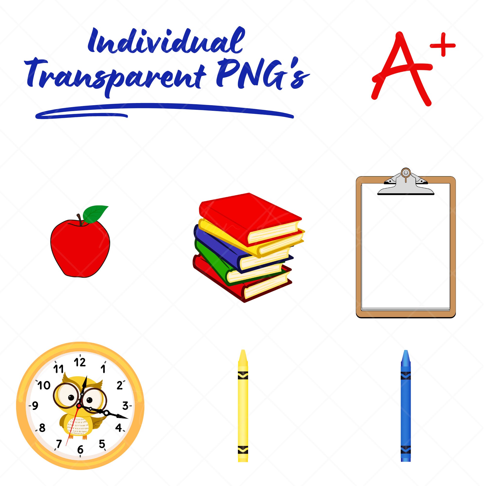 25 School Clipart Set | Downloadable Clipart Bundle | School Supply PNG ...