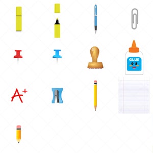 67 School Clipart Set | Downloadable Clipart Bundle | School Supply PNG ...