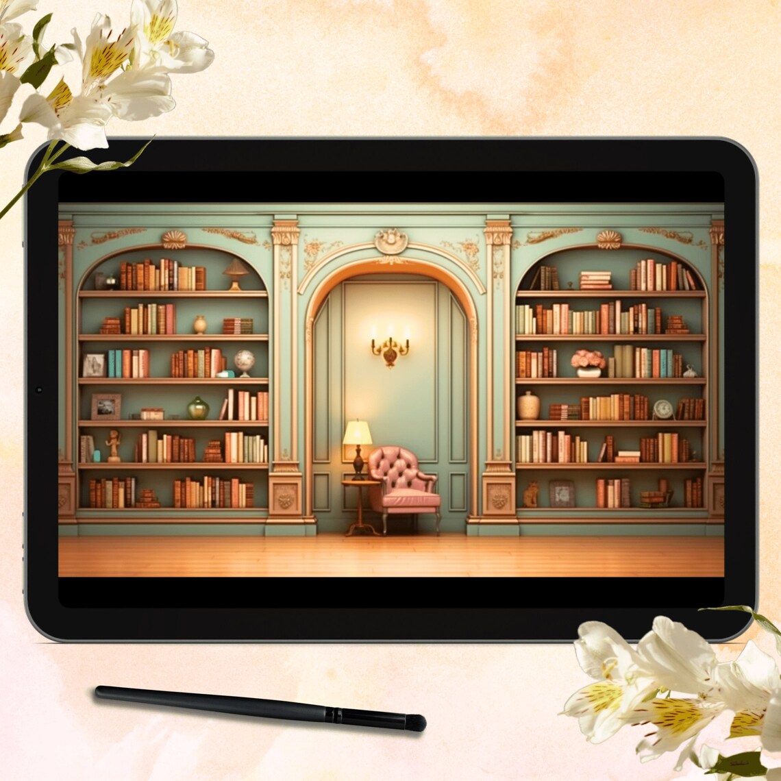 Bookcase Backdrop Zoom Background Microsoft Team Background Virtual ...