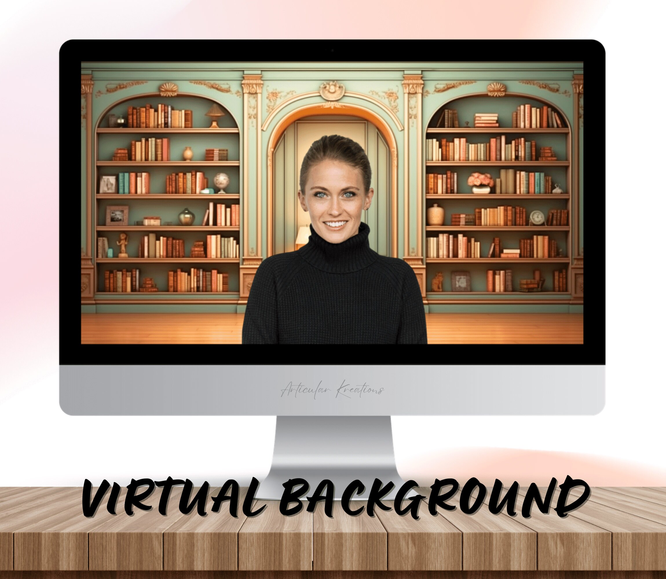 Bookcase Backdrop Zoom Background Microsoft Team Background Virtual ...