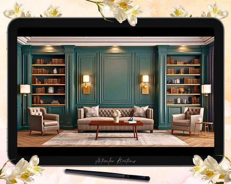 Bookcase Backdrop Zoom Background Microsoft Team - Etsy