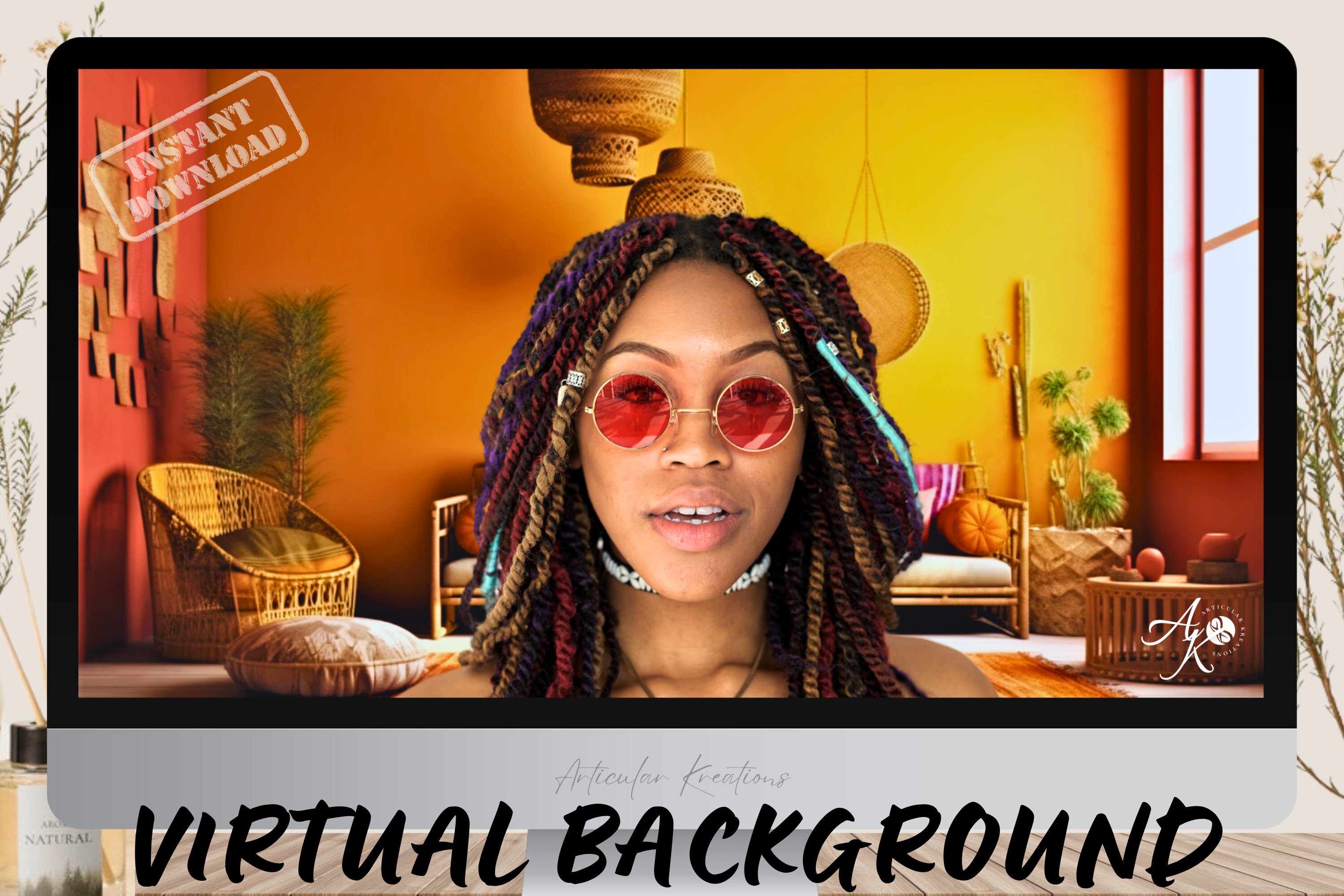 Boho Background Zoom Background Microsoft Teams Background - Etsy