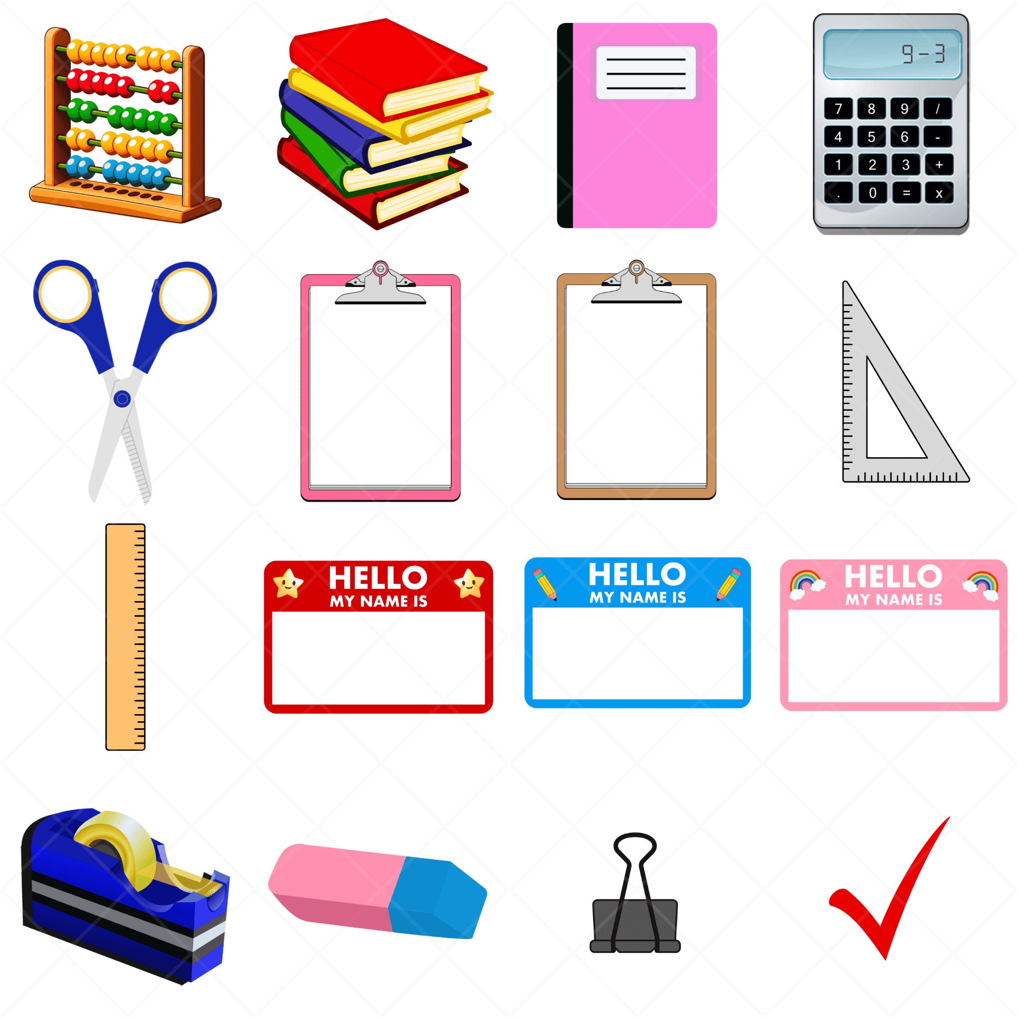 67 School Clipart Set | Downloadable Clipart Bundle | School Supply PNG ...