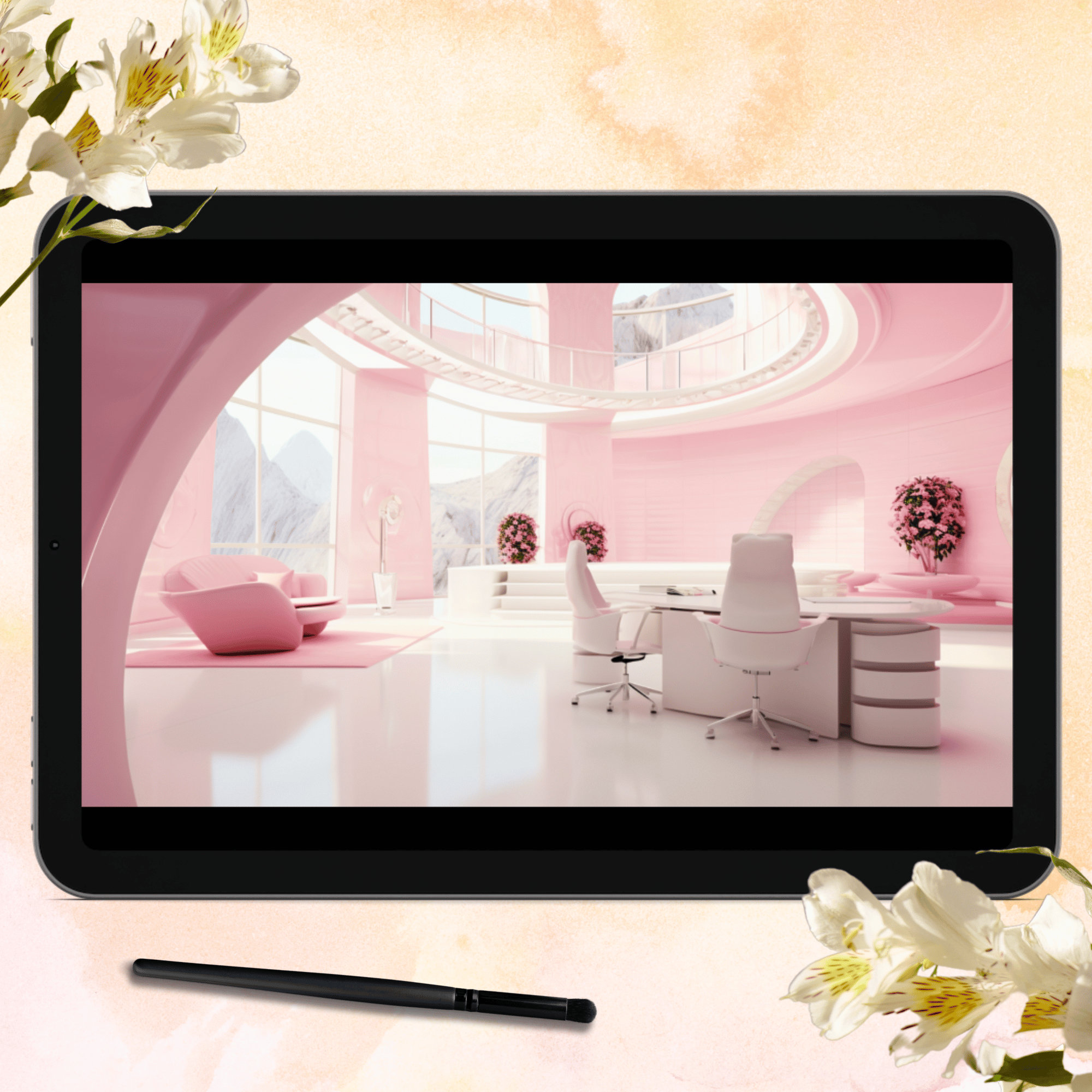 Pink Office Background | Zoom Background | Microsoft Teams Background ...