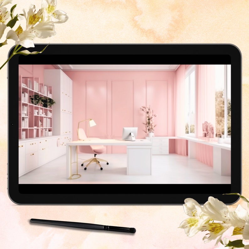 Pink Home Office Background Zoom Background Microsoft Teams Background ...