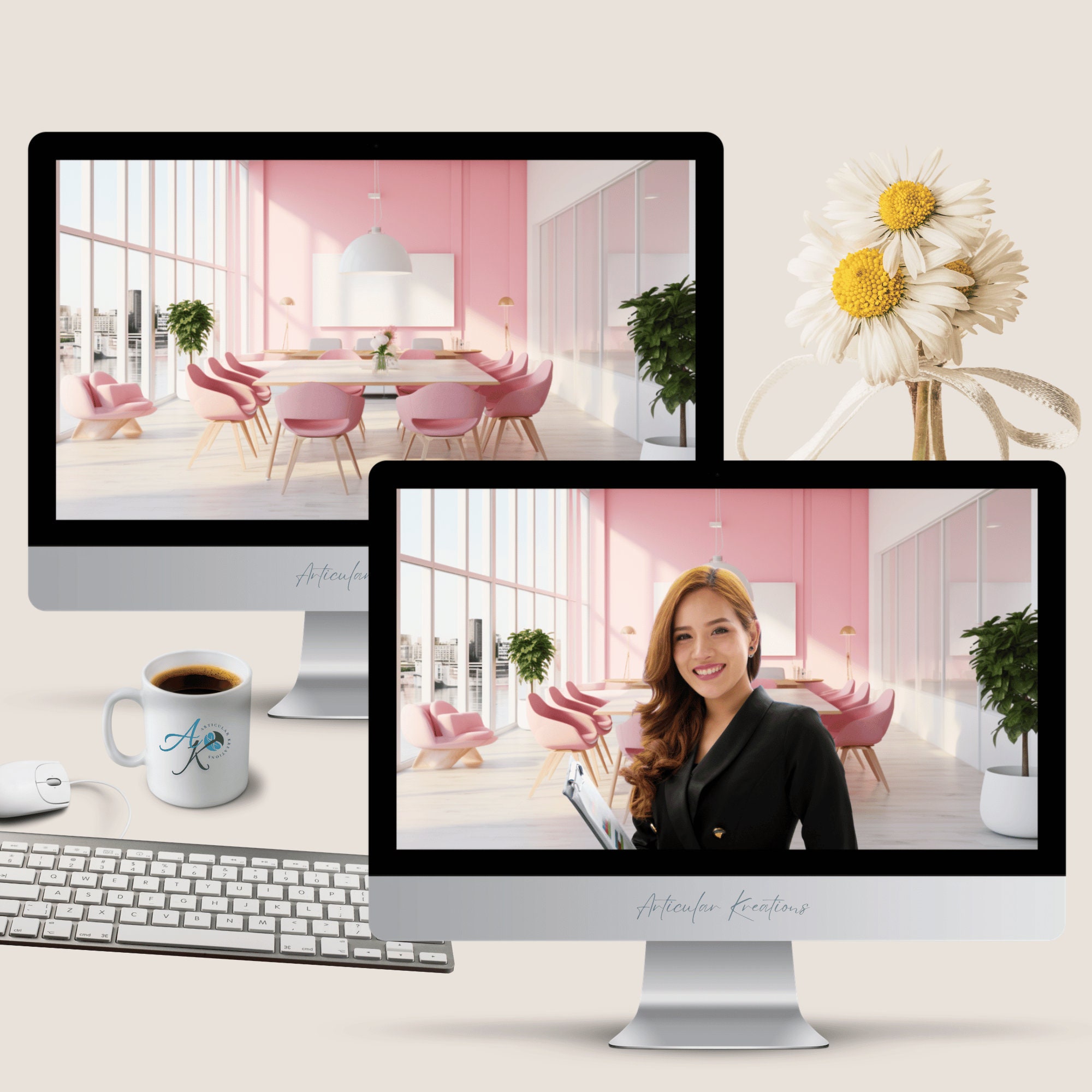 Pink Office Background | Zoom Background | Microsoft Teams Background ...