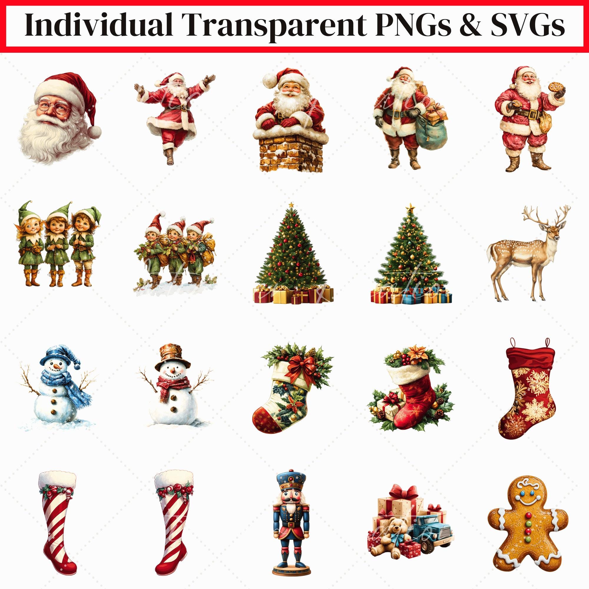 32 PNG / SVG Downloadable Clipart Set | Merry Christmas PNG ...