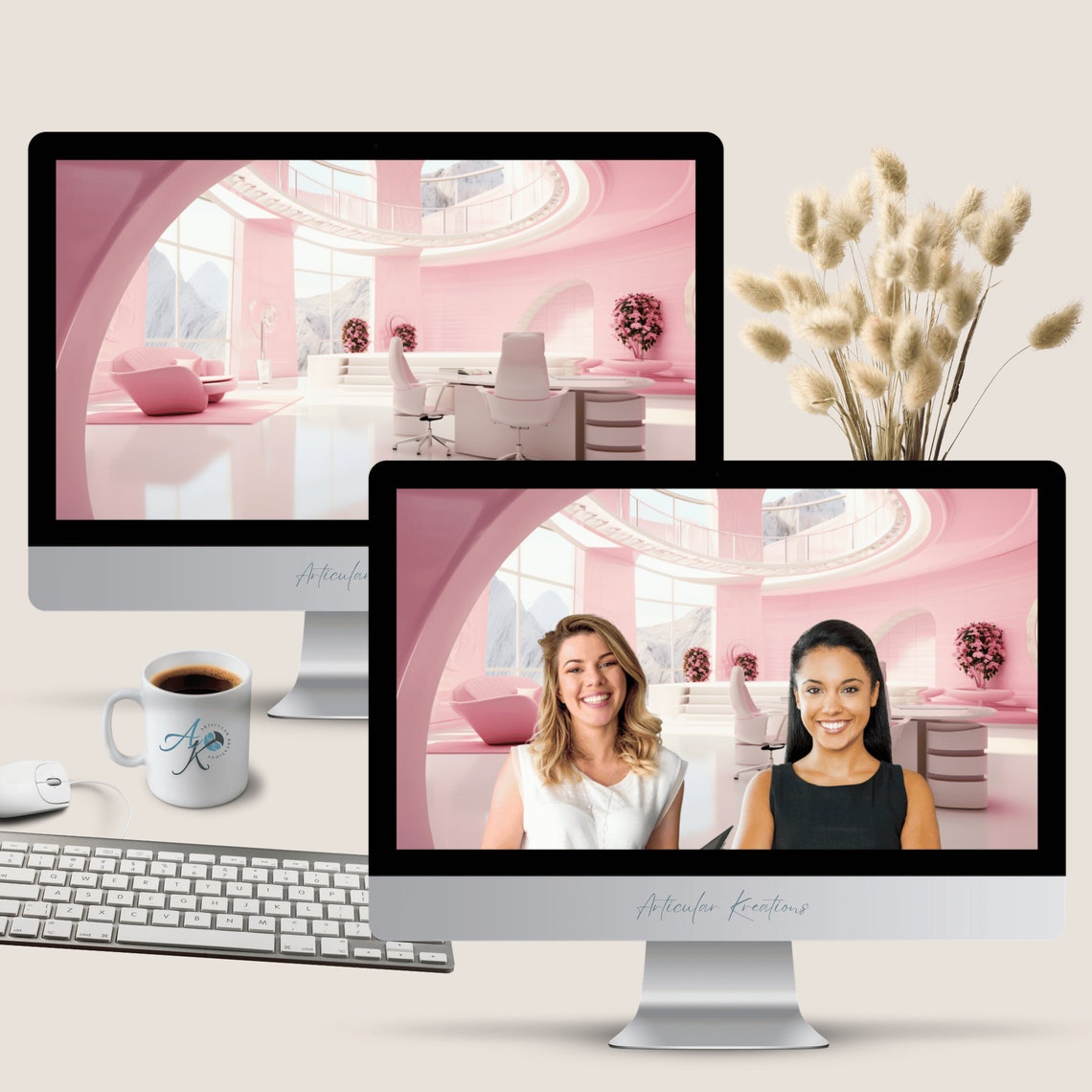 Pink Office Background | Zoom Background | Microsoft Teams Background ...