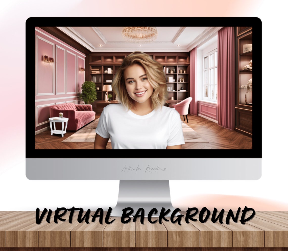 Pink Home Office Backdrop Zoom Background Microsoft Teams Background ...