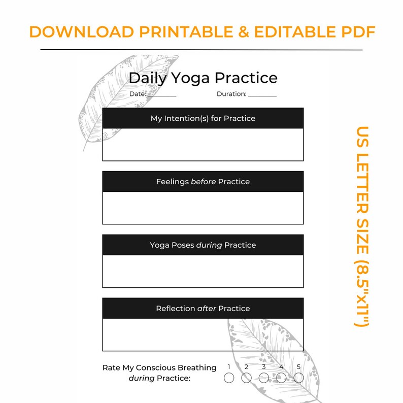 Daily Yoga Practice - Worksheet, Planner, Journal, Wellness, Class ...