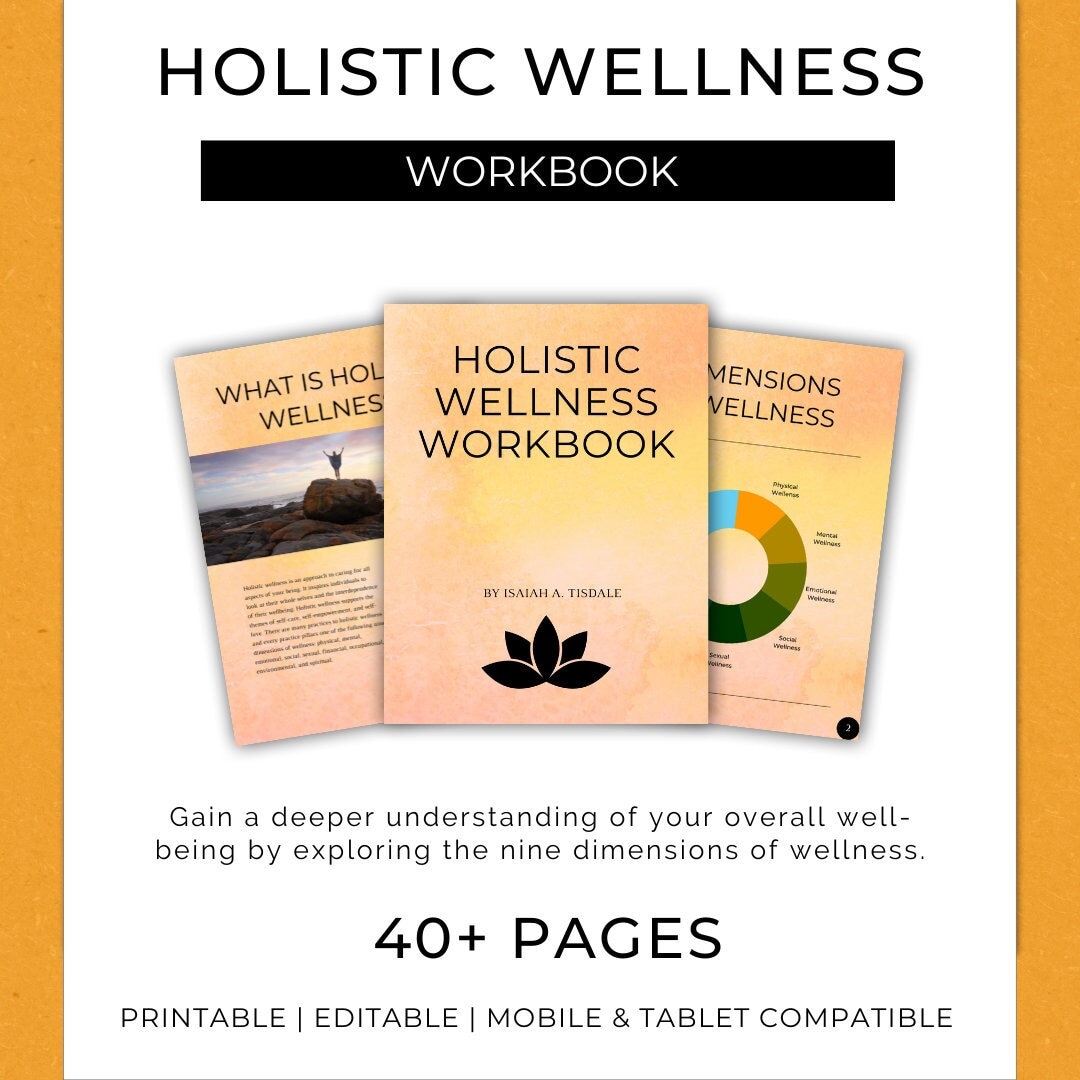 Holistic Wellness Workbook – Self Care & Self Love Guide, Digital Printable PDF, Editable Self ...