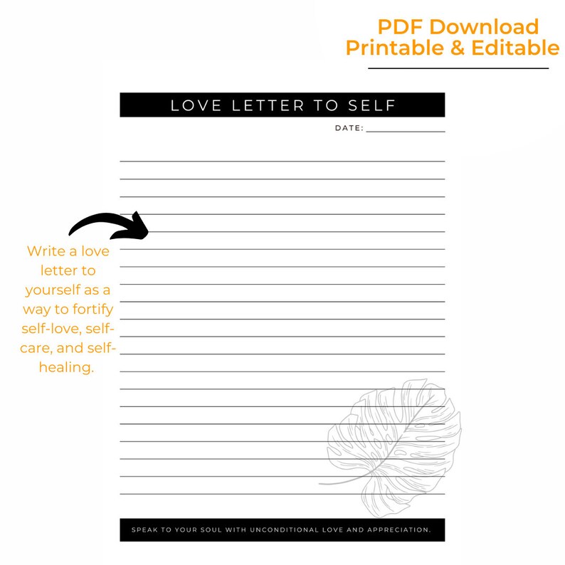 Love Letter to Self - Template, Self Care, Self Love, Self Empowerment ...
