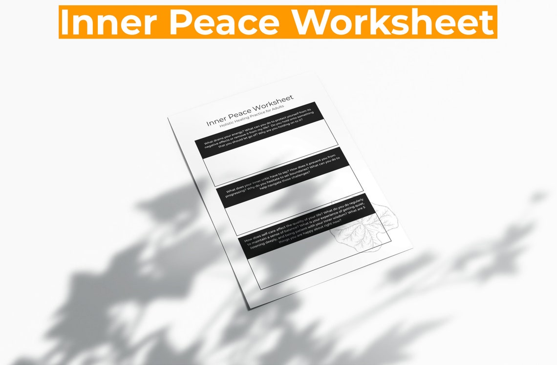 Inner Peace Worksheet Holistic Healing Practice for Adults - Feeling ...
