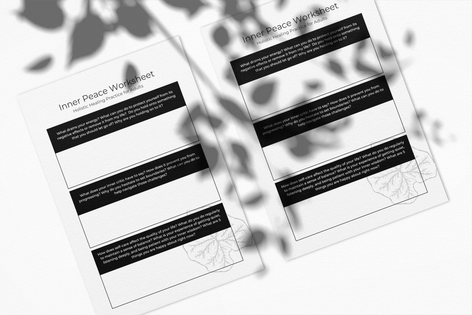 Inner Peace Worksheet Holistic Healing Practice for Adults - Feeling ...